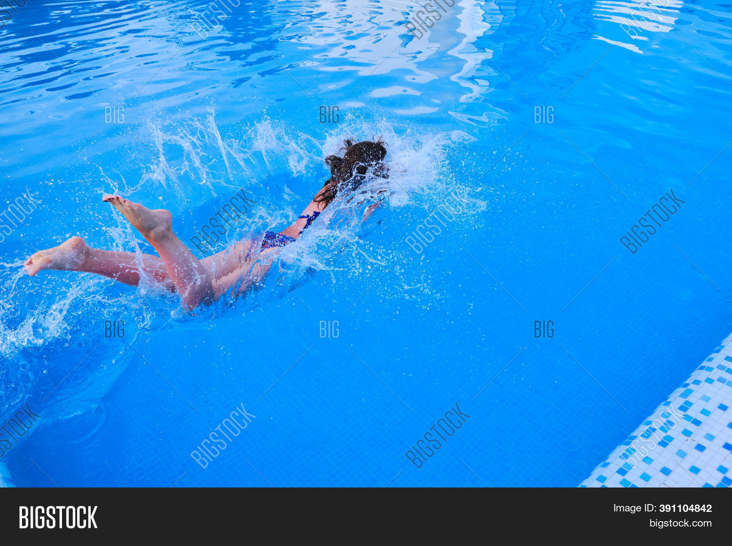 Woman Jumps Into Pool Image & Photo (Free Trial) | Bigstock