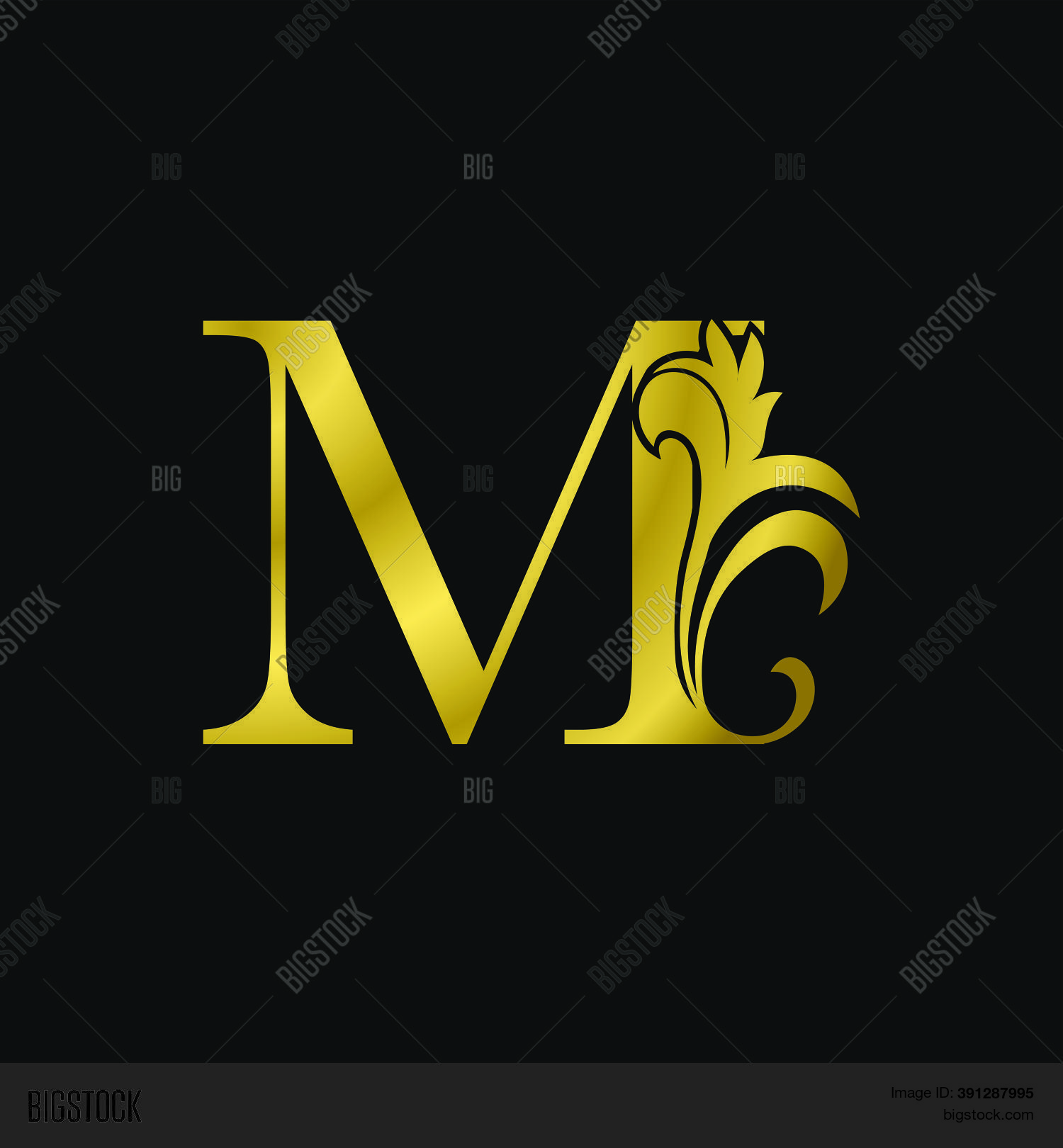 Golden M Initial Vector & Photo (Free Trial) | Bigstock