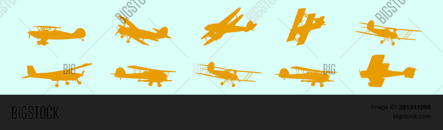 Set Biplane Cartoon Vector & Photo (Free Trial) | Bigstock