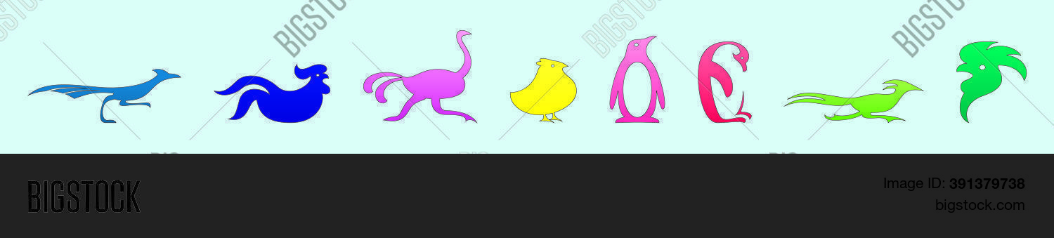 Set Bird Logo Cartoon Vector & Photo (Free Trial) | Bigstock