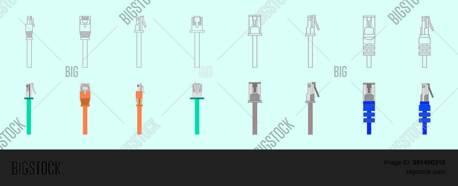 Set Cable Rj45 Icon Vector & Photo (Free Trial) | Bigstock