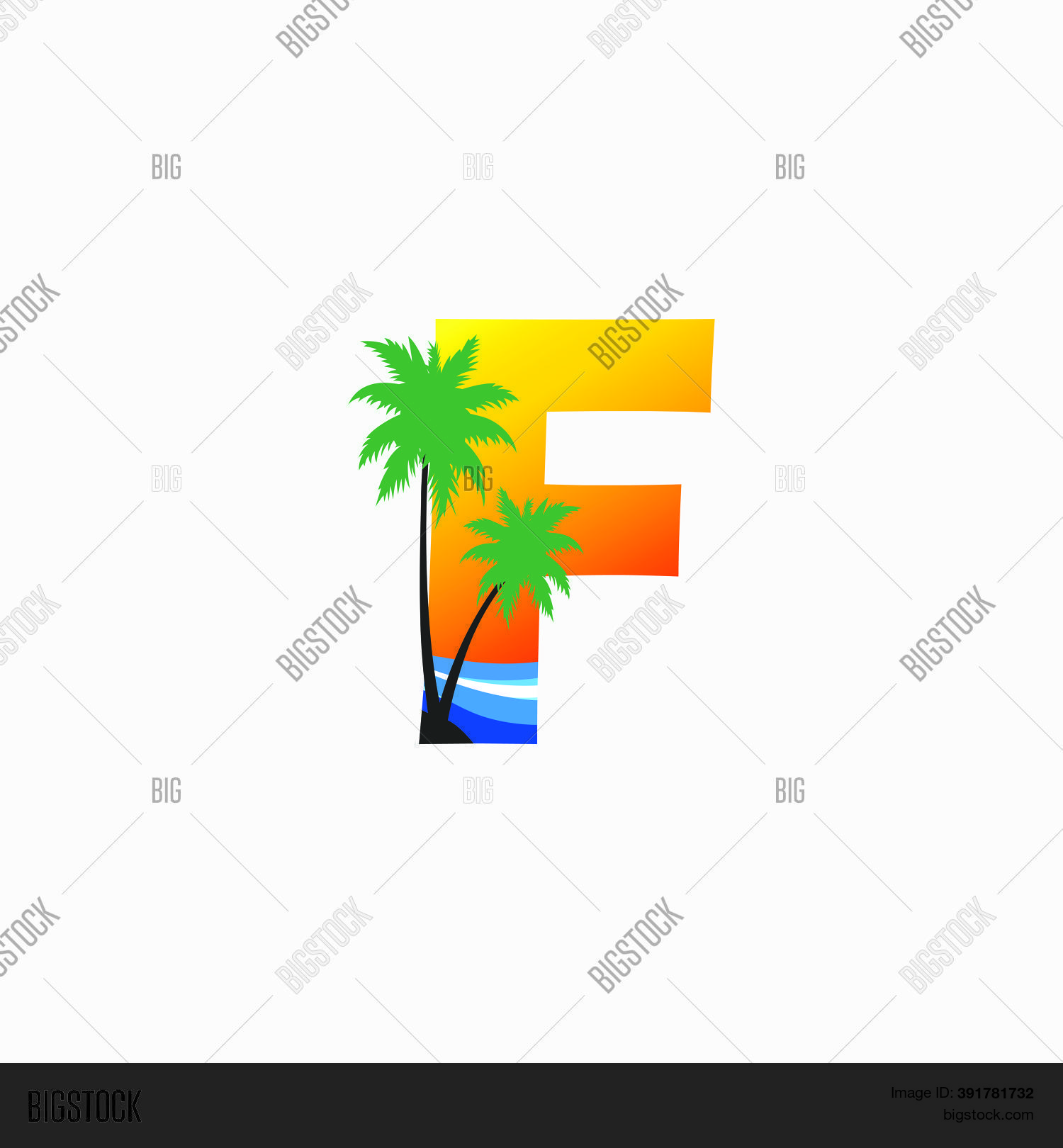 Letter F- Hawaii Palm Vector & Photo (Free Trial) | Bigstock
