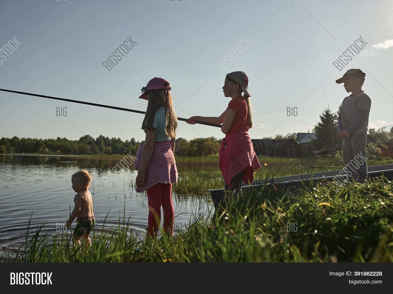 Children Fishing On Image & Photo (Free Trial) | Bigstock