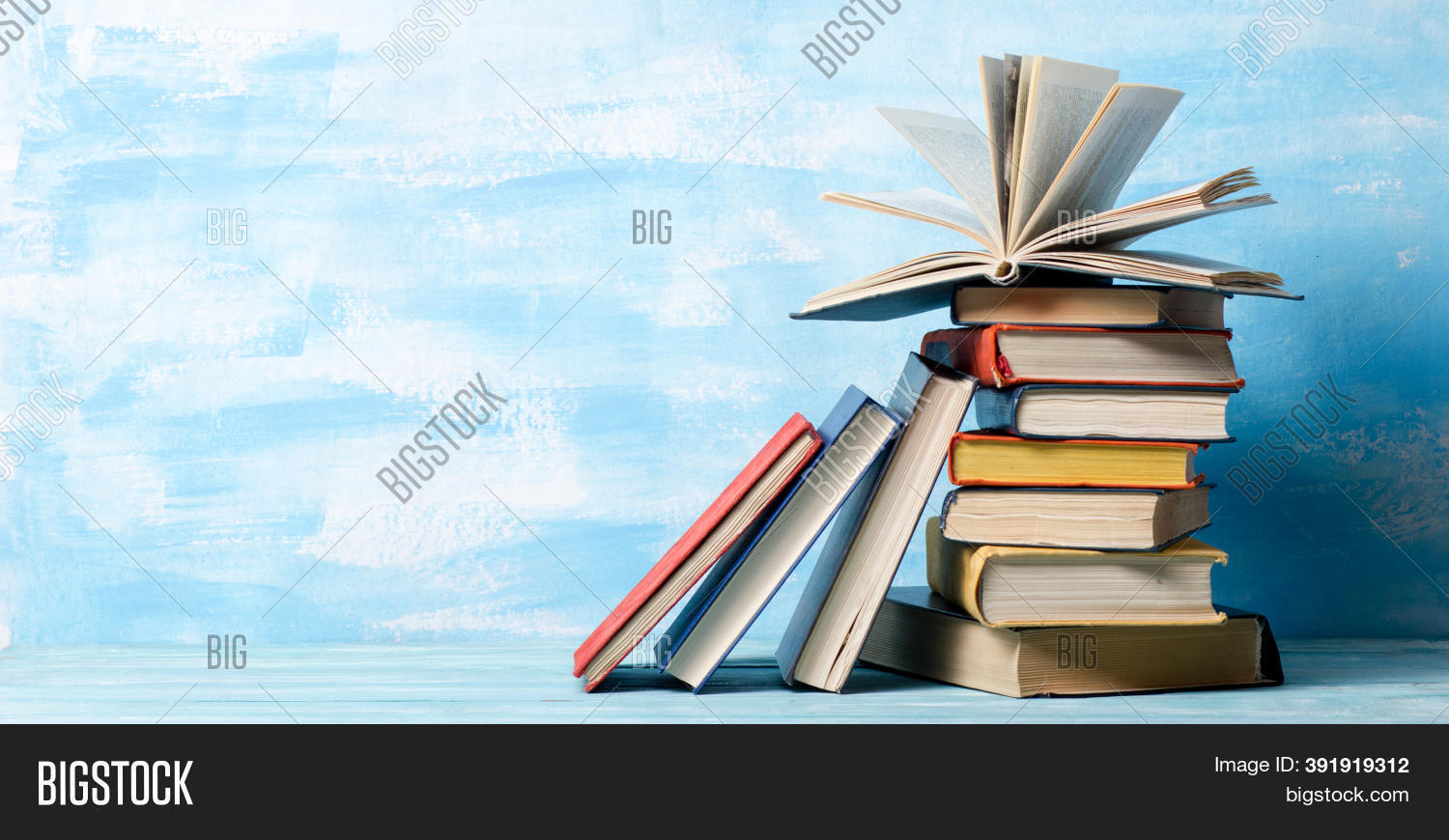 Books On Wooden Desk Image & Photo (Free Trial) | Bigstock