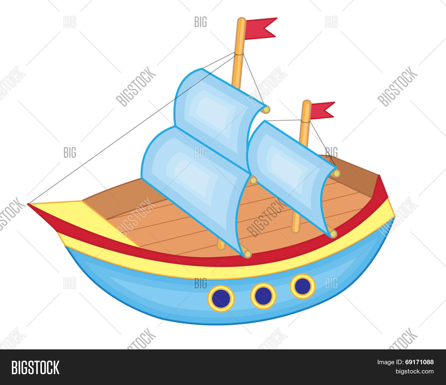 Cute Toy Ship (vector Vector & Photo (Free Trial) | Bigstock