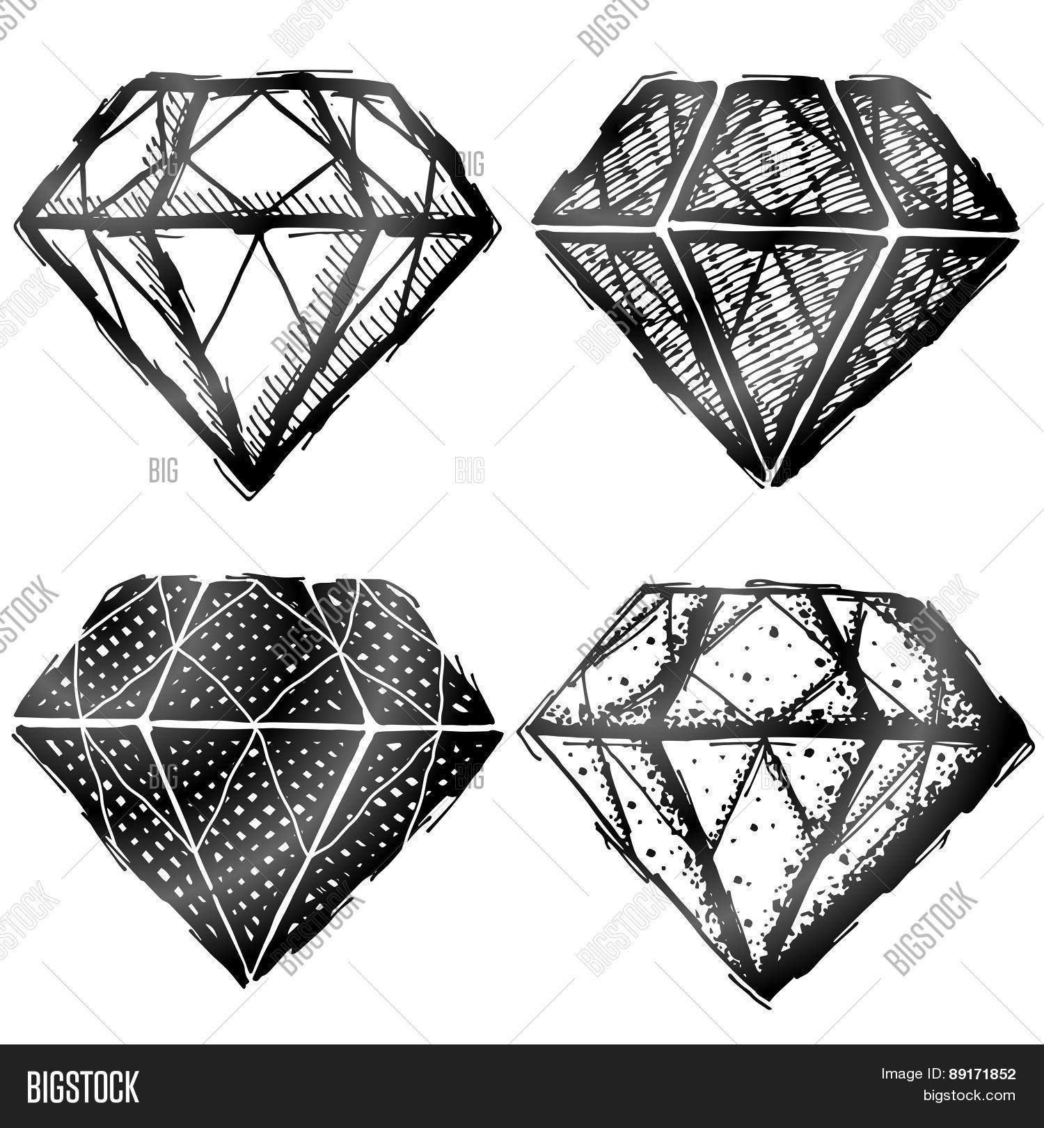 Hand Drawn Diamond Vector & Photo (Free Trial) | Bigstock