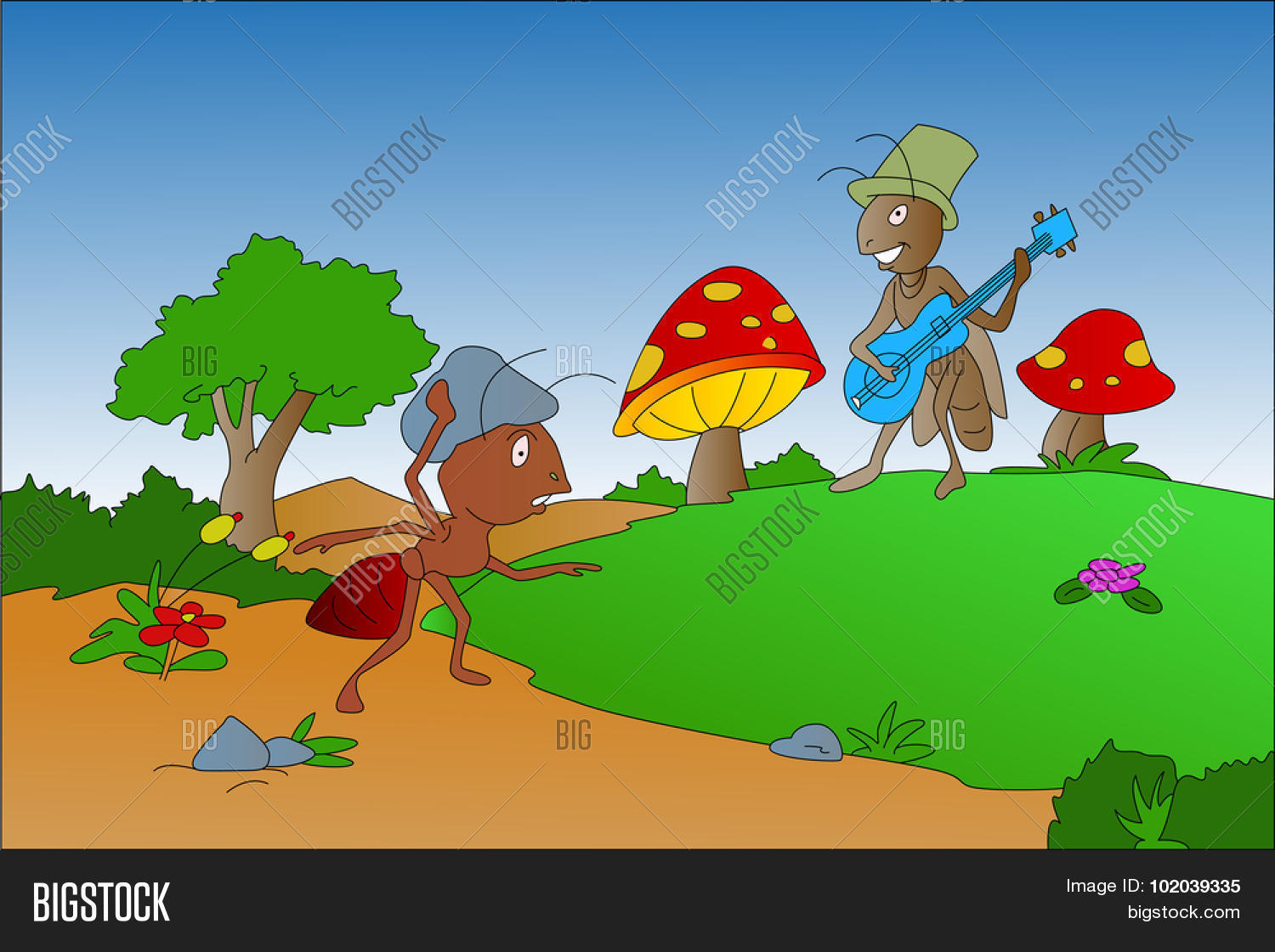 Ant Grasshopper Fable Vector & Photo (Free Trial) | Bigstock
