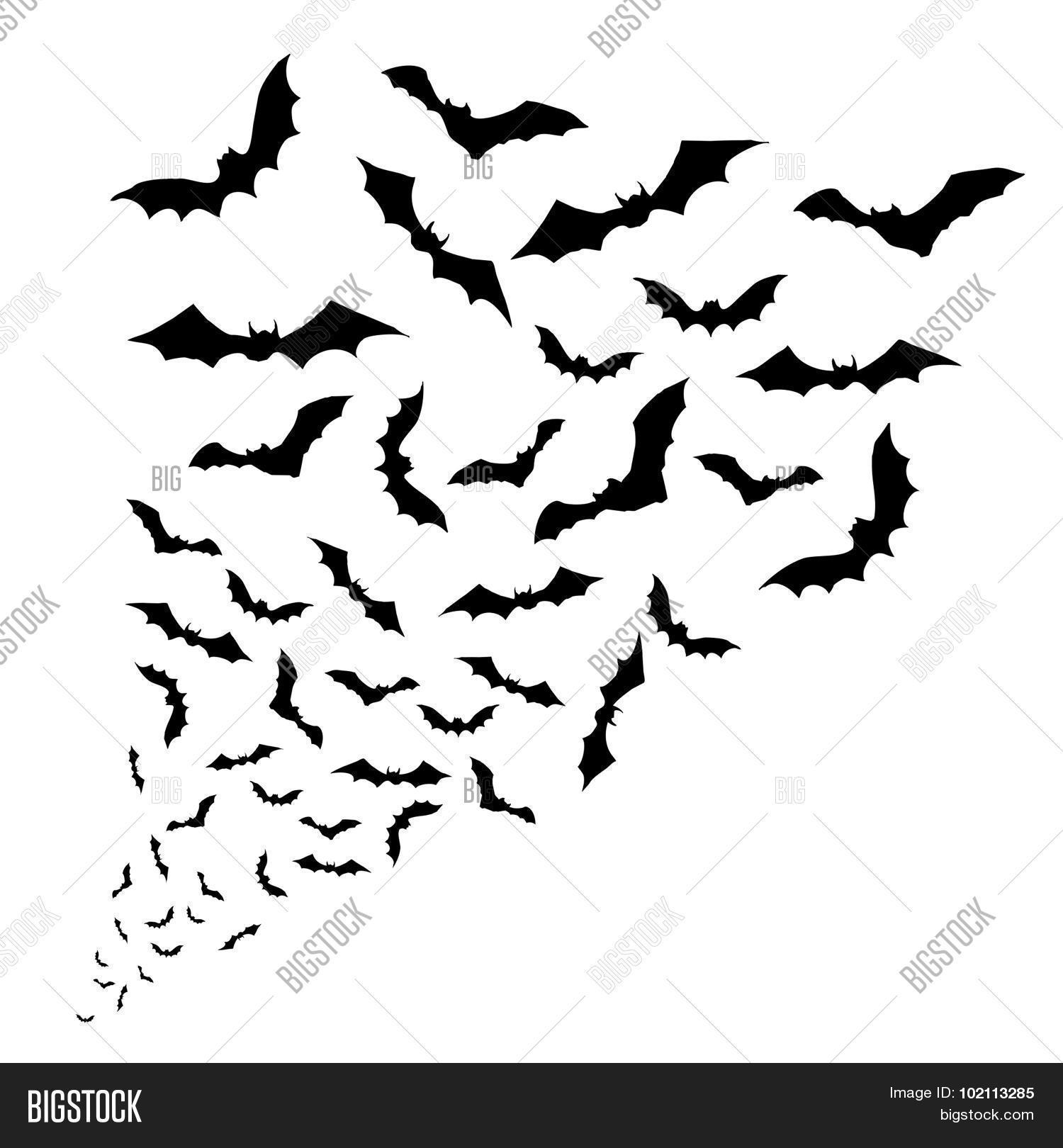 Swarm Bats On White Vector & Photo (Free Trial) | Bigstock