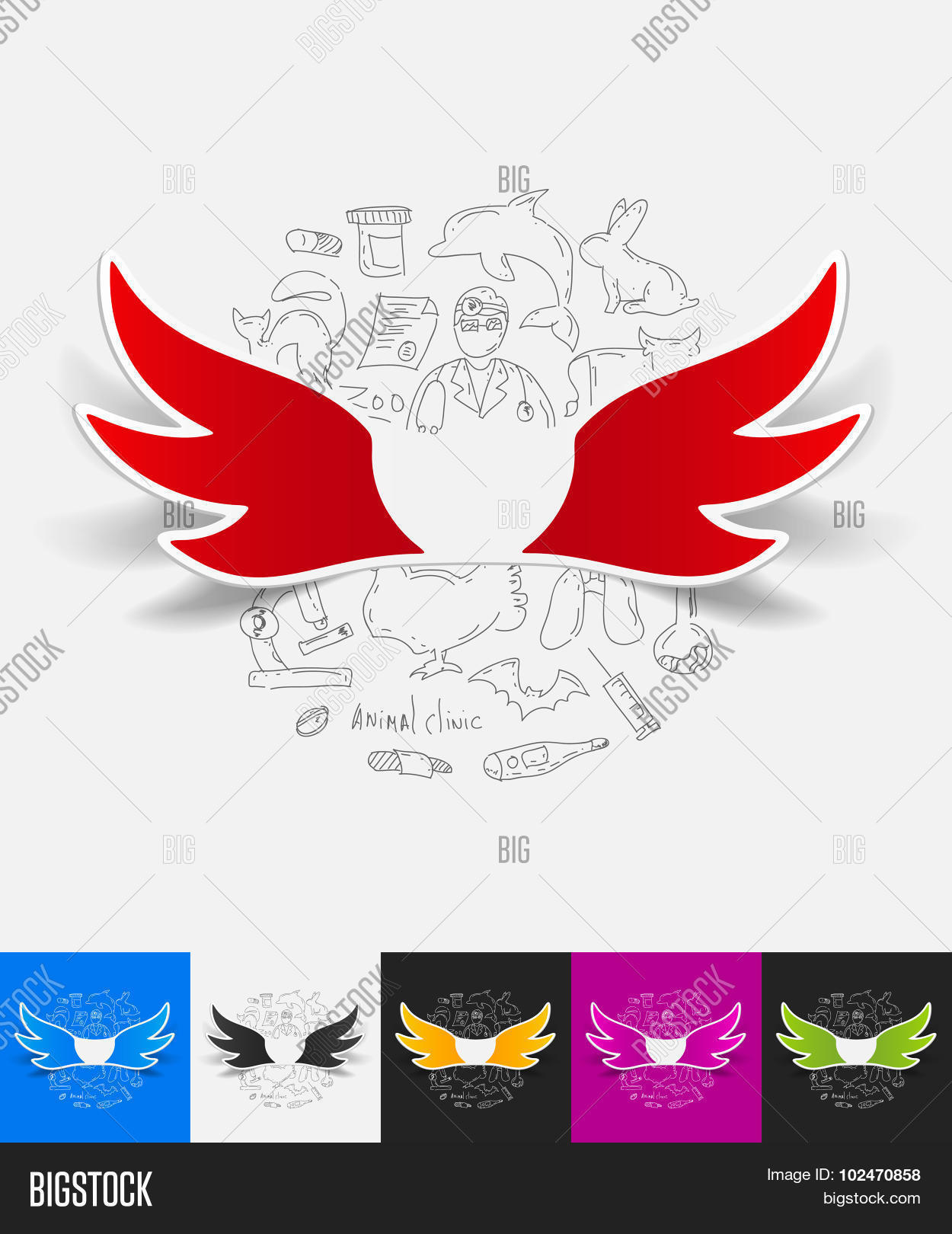 Wing Paper Sticker Vector & Photo (Free Trial) | Bigstock