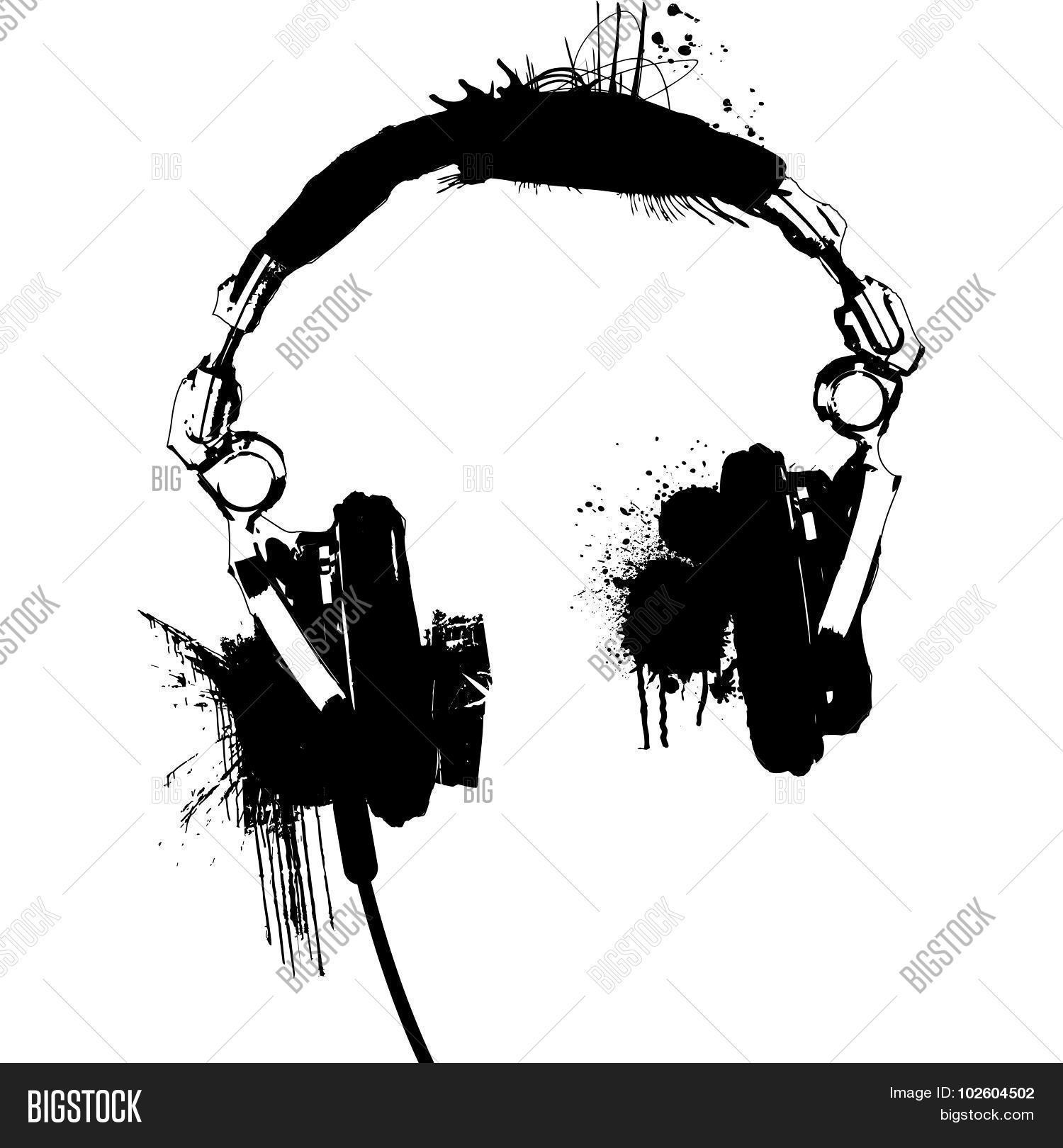Headphones Stencil Vector & Photo (Free Trial) | Bigstock