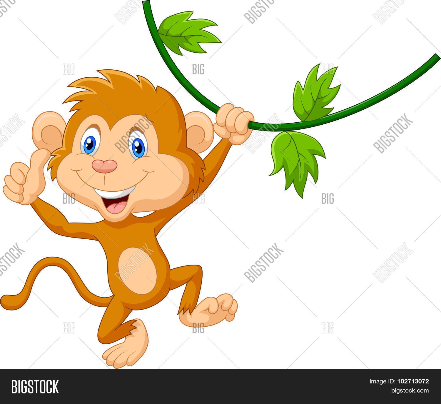 Cute Monkey Hanging Vector & Photo (Free Trial) | Bigstock