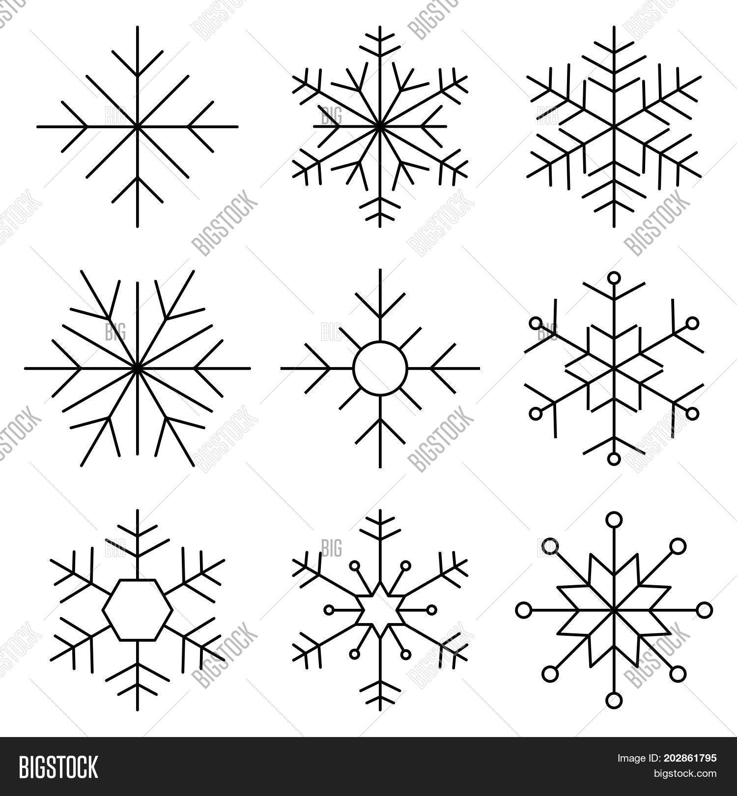 Set Nine Snowflakes Vector & Photo (Free Trial) | Bigstock