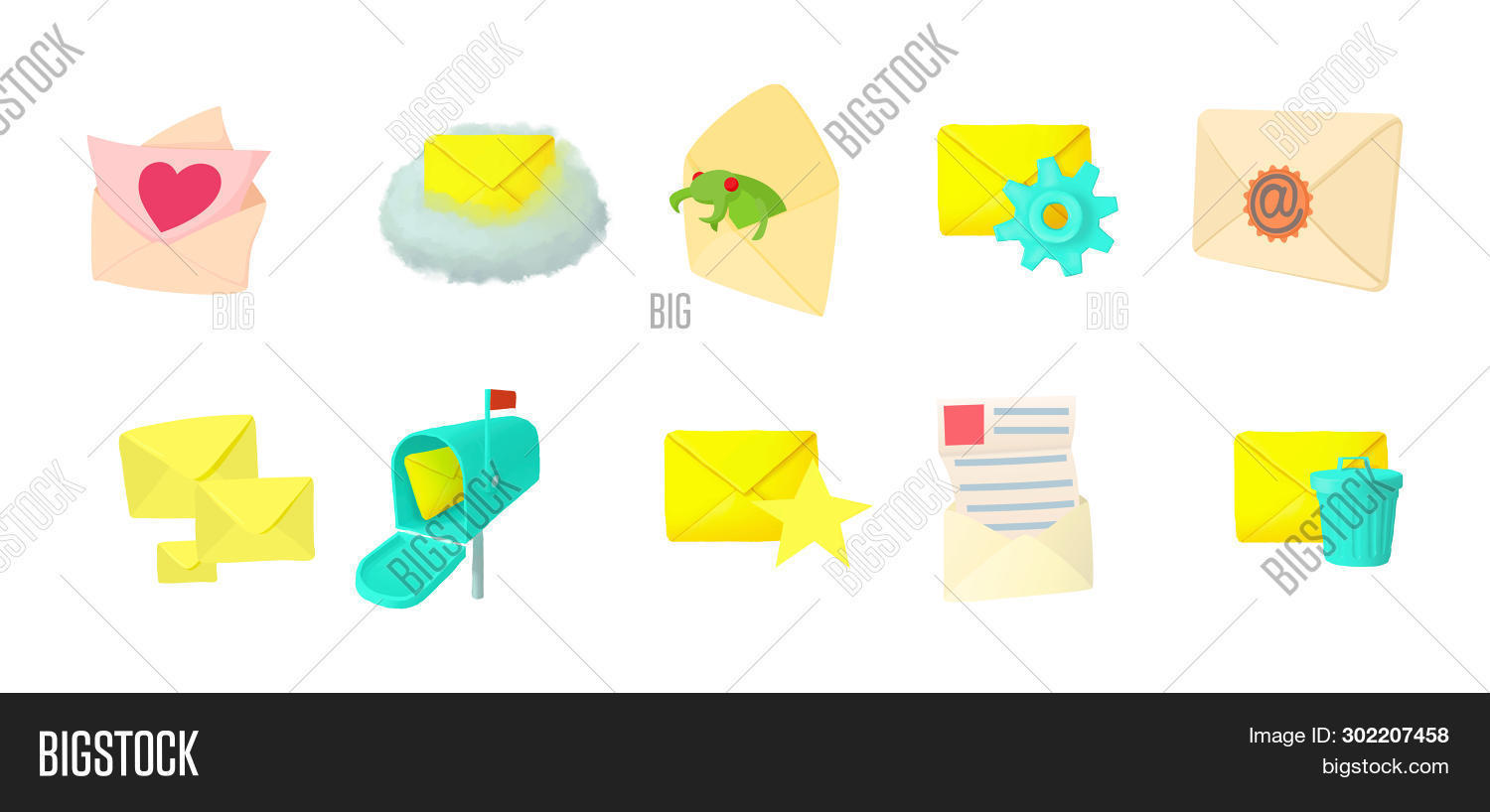 Mail Icon Set. Cartoon Image & Photo (Free Trial) | Bigstock