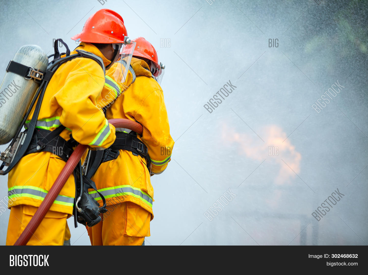 Firefighters Spraying Image & Photo (Free Trial) | Bigstock
