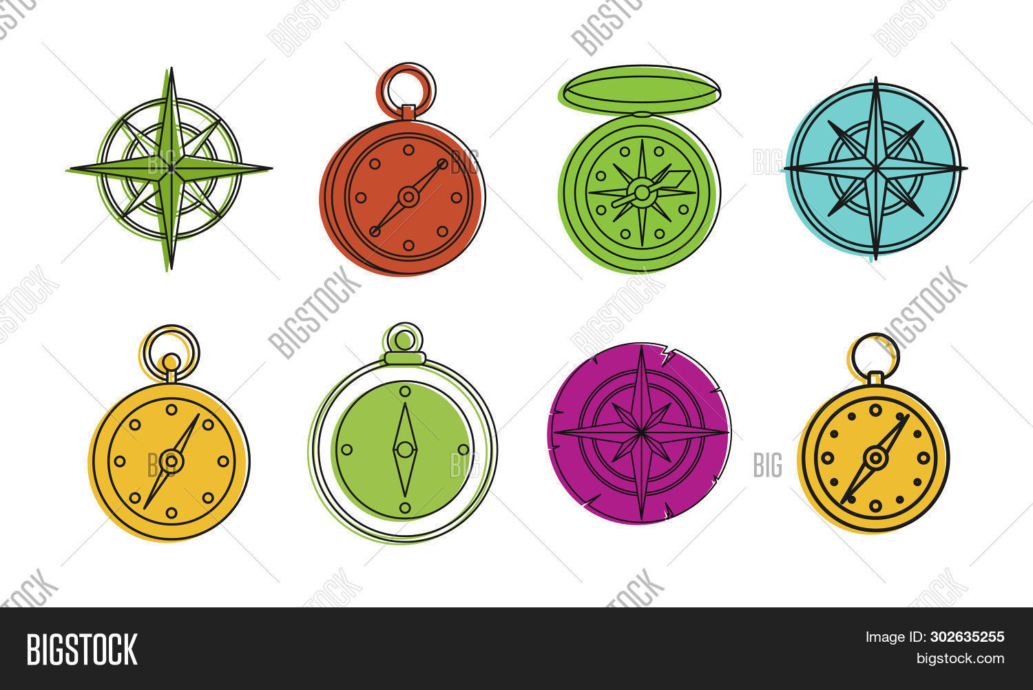 Compass Icon Set. Image & Photo (Free Trial) | Bigstock