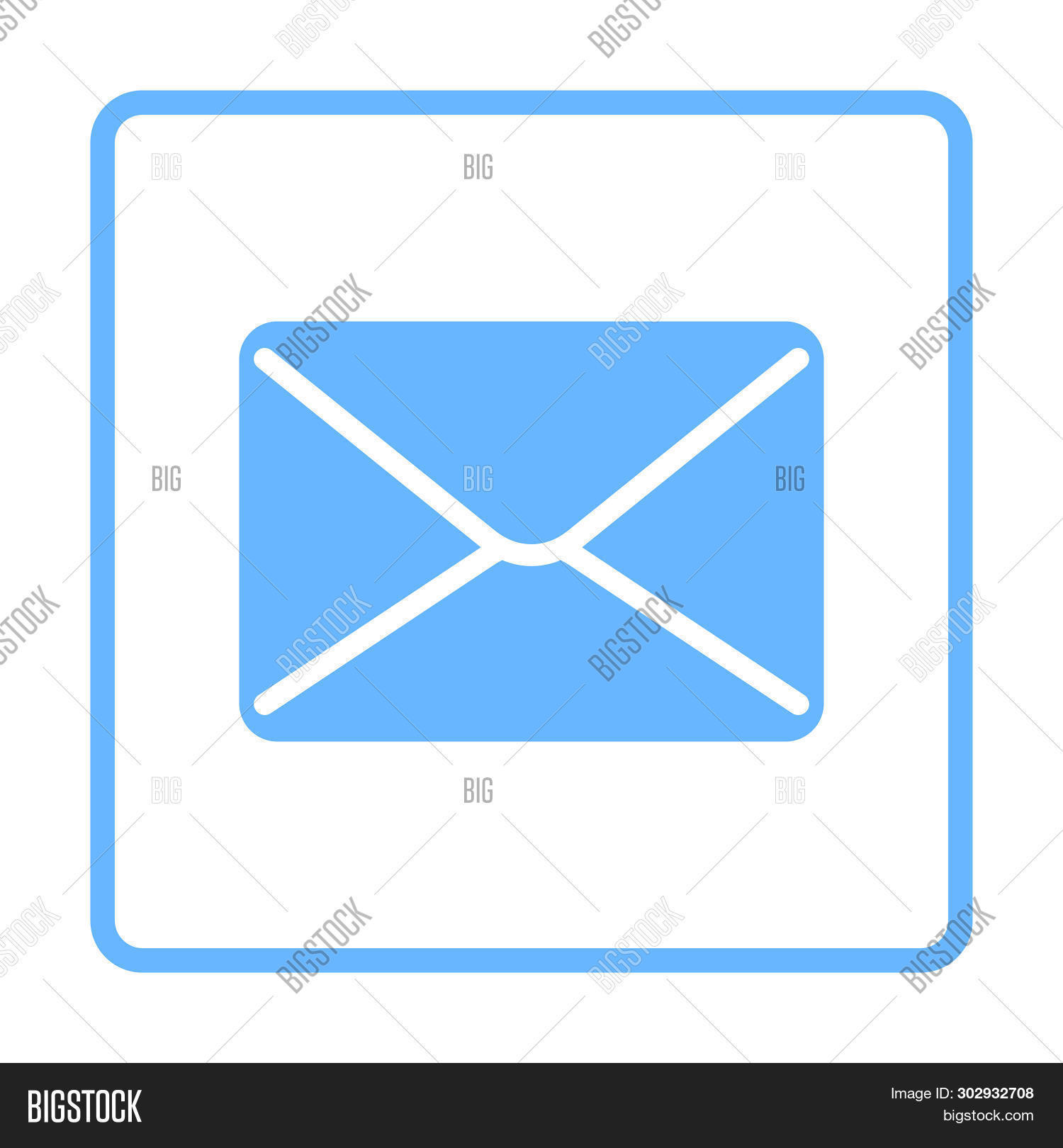 Mail Icon. Blue Frame Vector & Photo (Free Trial) | Bigstock