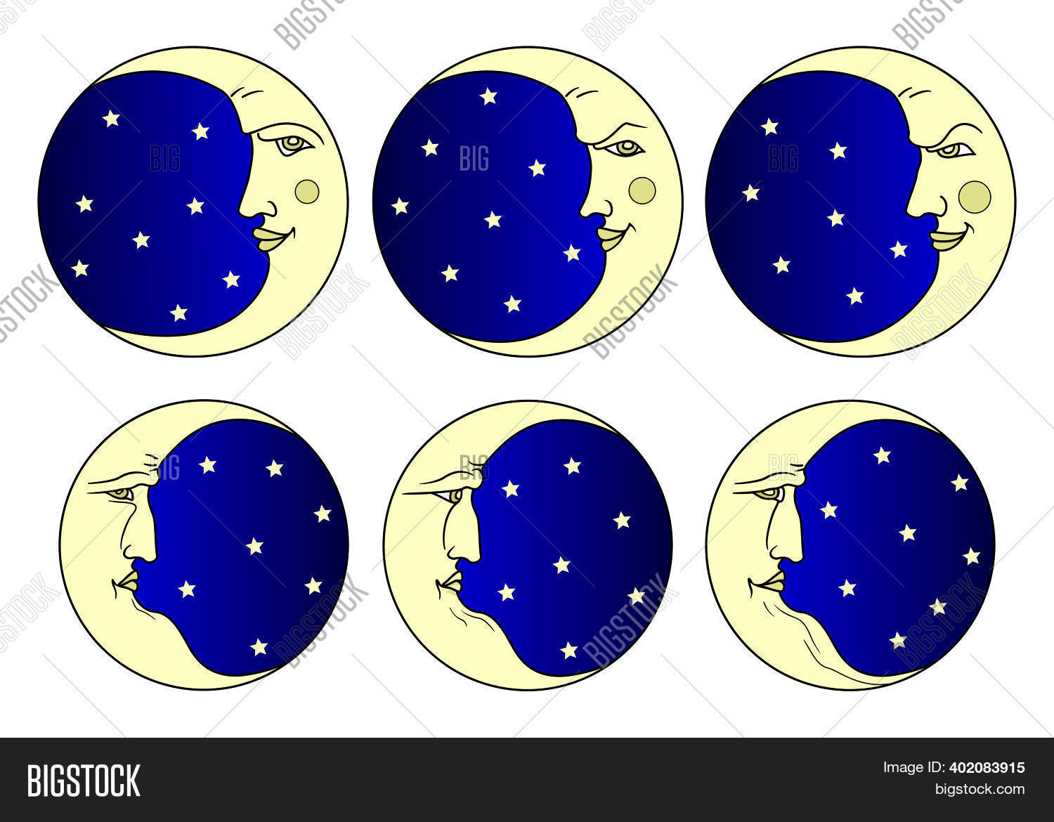 Set Images Moon Face Image & Photo (Free Trial) | Bigstock