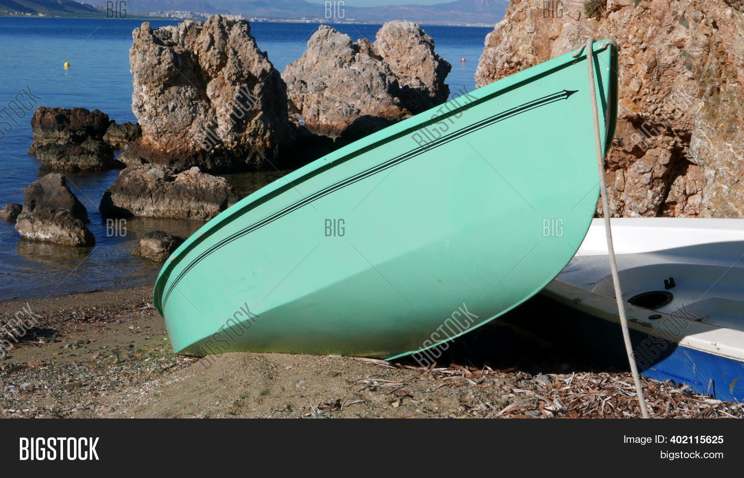 Rowboat On Sunny Rocks Image & Photo (Free Trial) | Bigstock