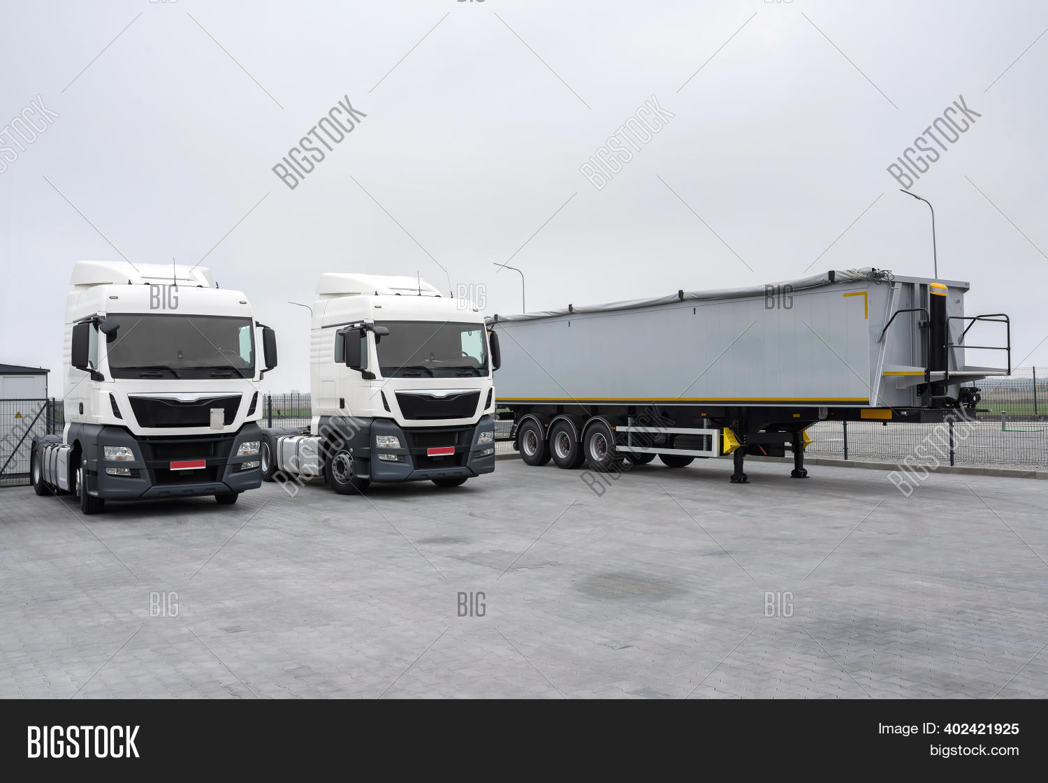 Trucks Trailer Parking Image & Photo (Free Trial) | Bigstock