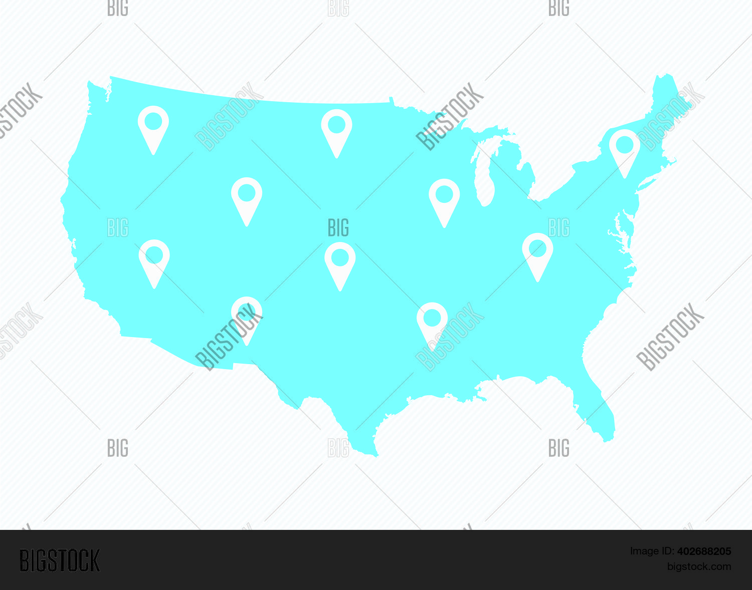 Usa Map Map Icons. Vector & Photo (Free Trial) | Bigstock