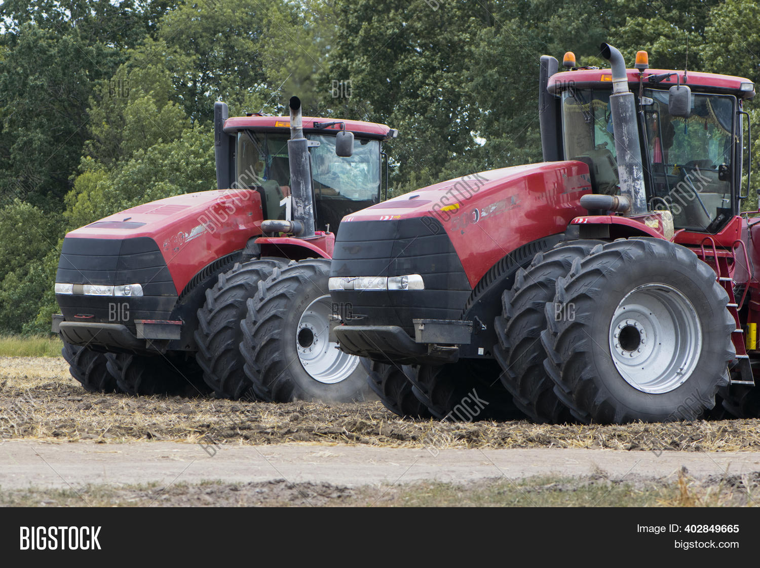 Two Red Tractors, Work Image & Photo (Free Trial) | Bigstock