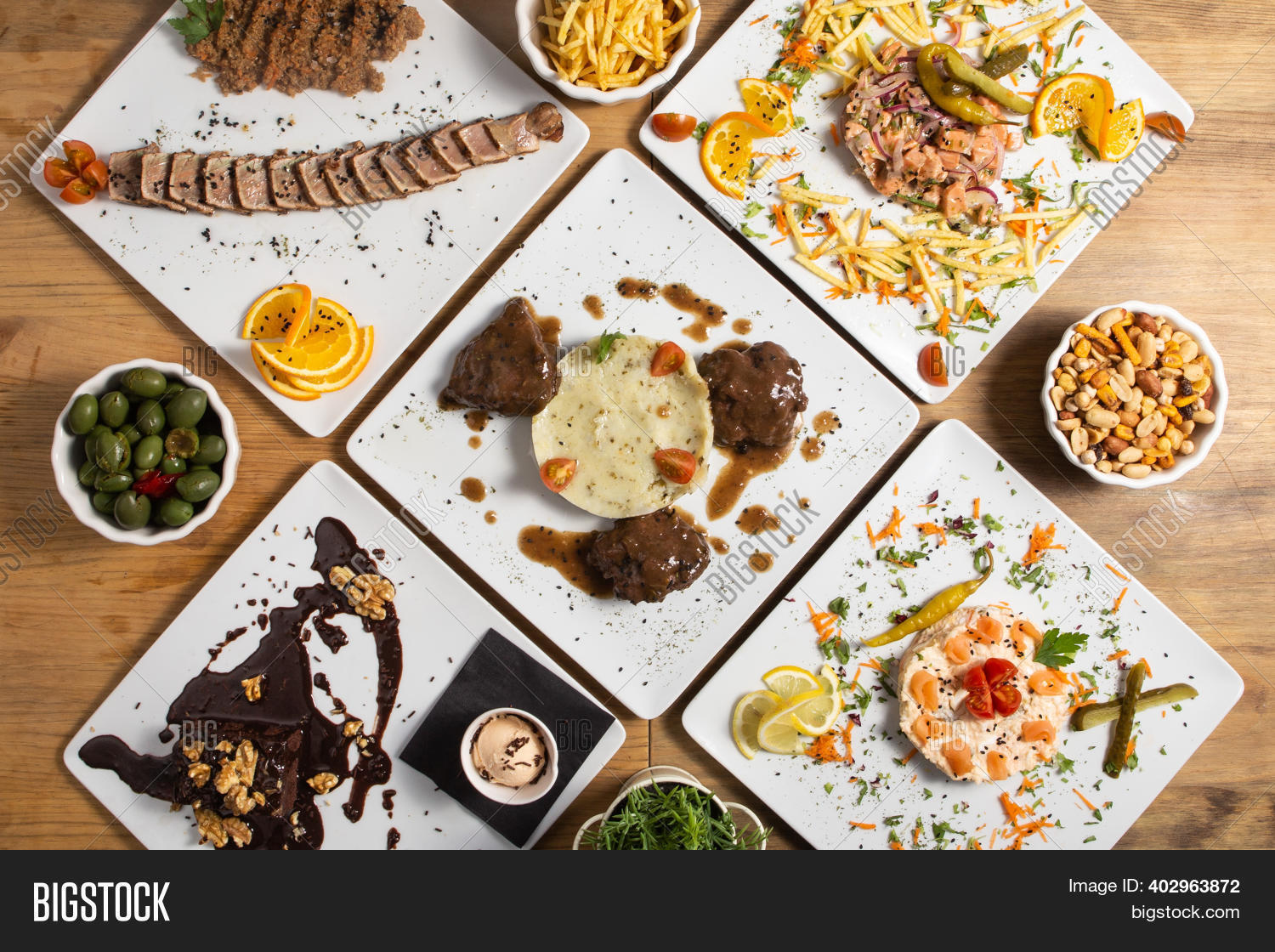 Set Restaurant Food On Image & Photo (Free Trial) | Bigstock
