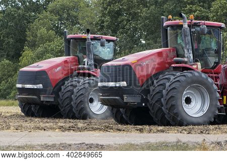 Two Red Tractors, Work Image & Photo (Free Trial) | Bigstock