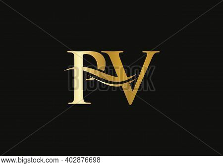 Initial Pv Letter Vector & Photo (Free Trial) | Bigstock