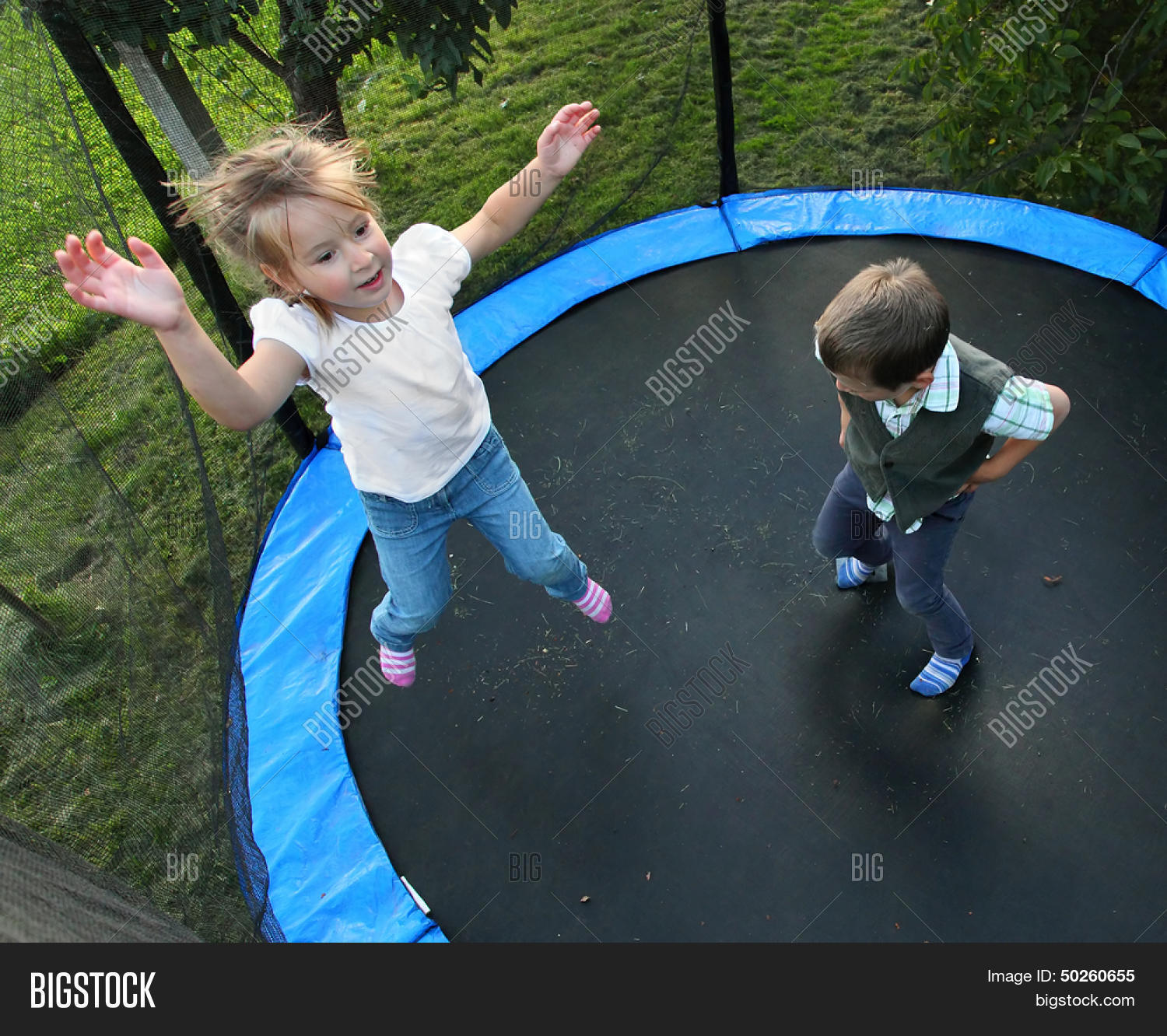 Two Funny Kids Jumping Image & Photo (Free Trial) | Bigstock