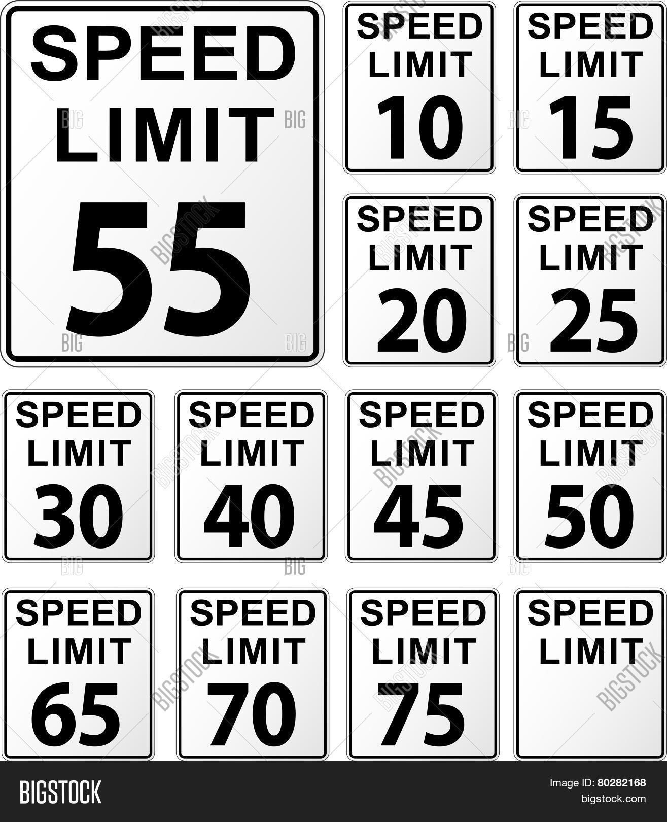 Speed Limit Signs Vector & Photo (Free Trial) | Bigstock