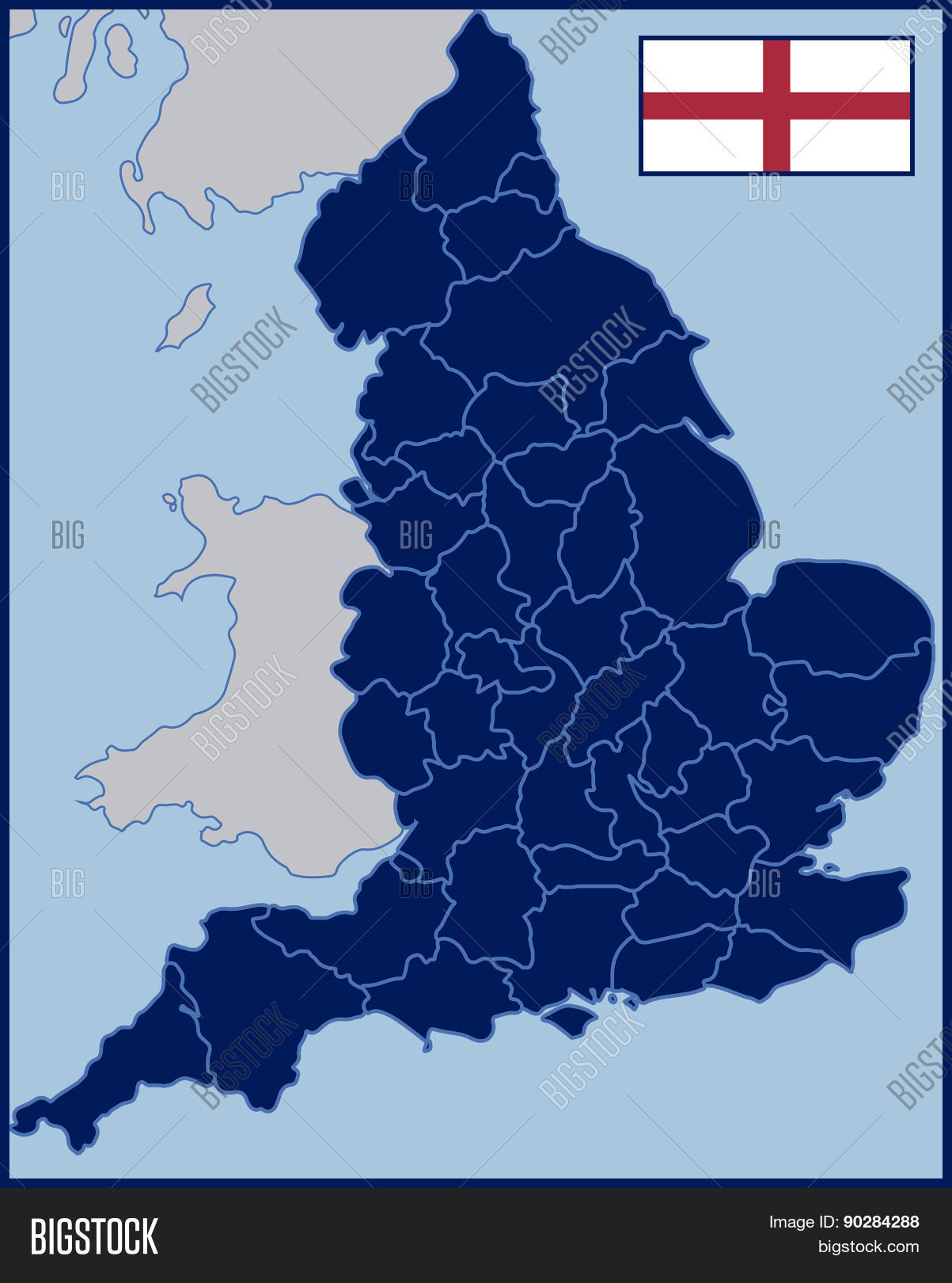 Blank Map England Vector & Photo (Free Trial) | Bigstock