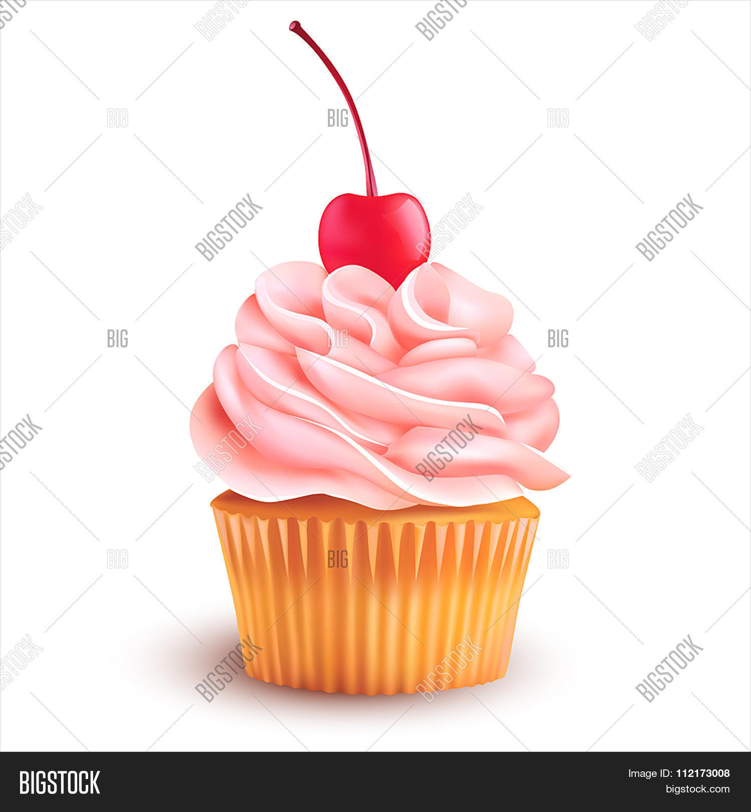 Cherry Cupcake On Vector And Photo Free Trial Bigstock