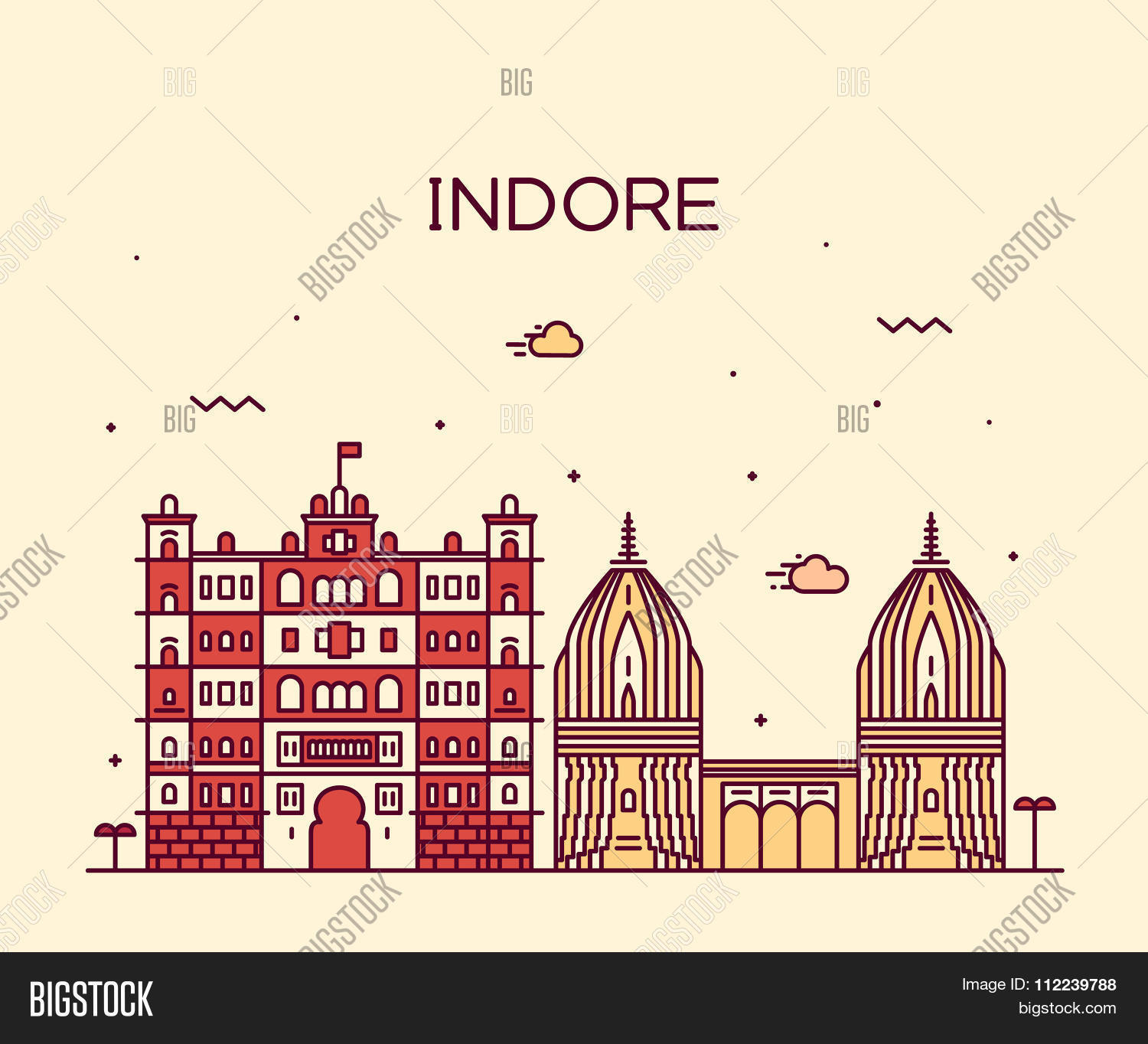 Indore Skyline Vector Vector & Photo (Free Trial) | Bigstock