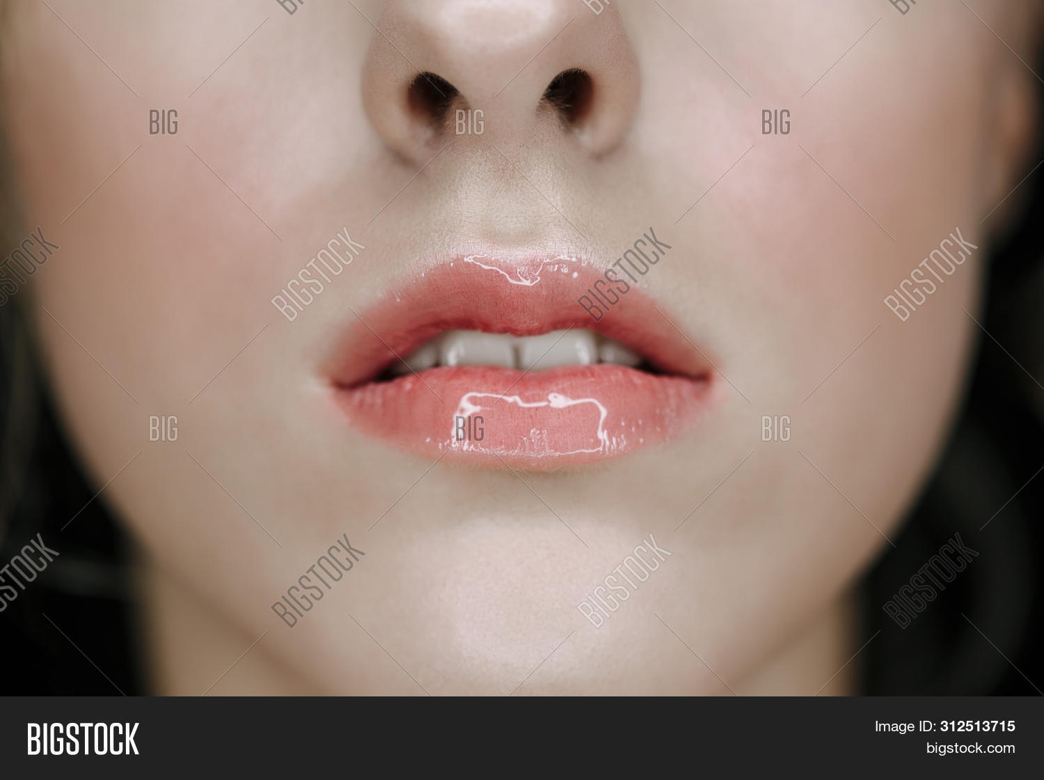 Woman Glossy Pink Lips Image & Photo (Free Trial) | Bigstock