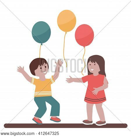 Two Happy Children Vector & Photo (Free Trial) | Bigstock
