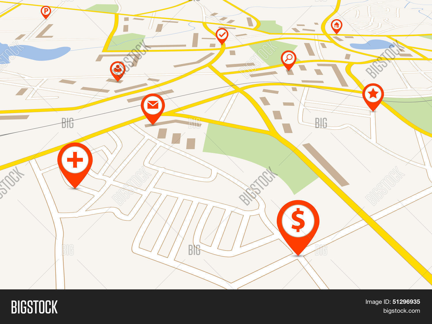 Navigation Map Vector & Photo (Free Trial) | Bigstock