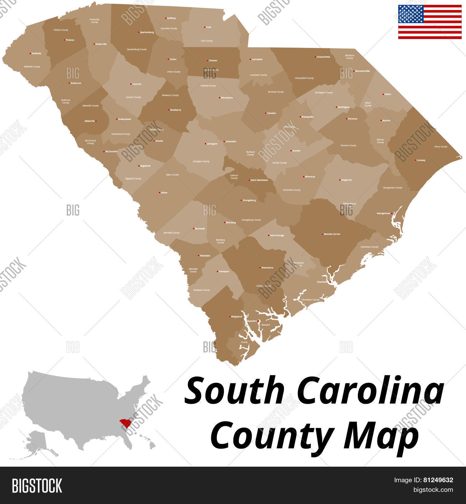 South Carolina County Vector & Photo (Free Trial) | Bigstock