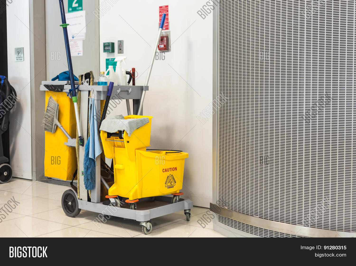 Yellow Mop Bucket Set Image & Photo (Free Trial) | Bigstock