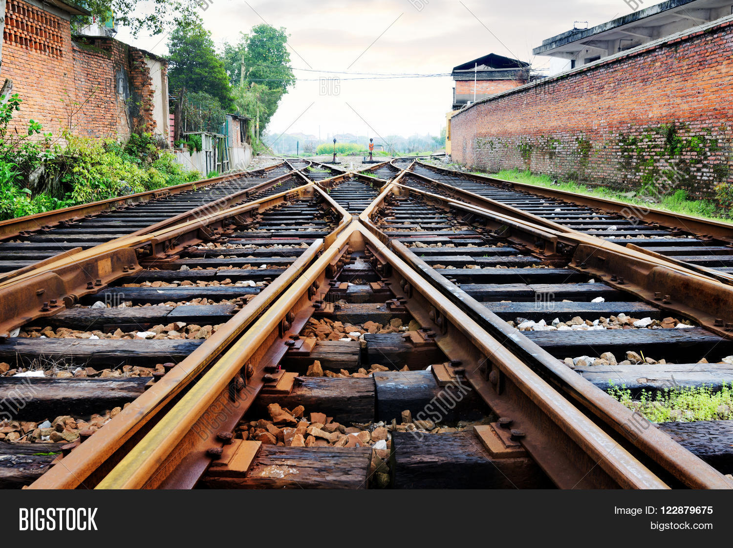 Train Tracks Fork Turn Image & Photo (Free Trial) | Bigstock