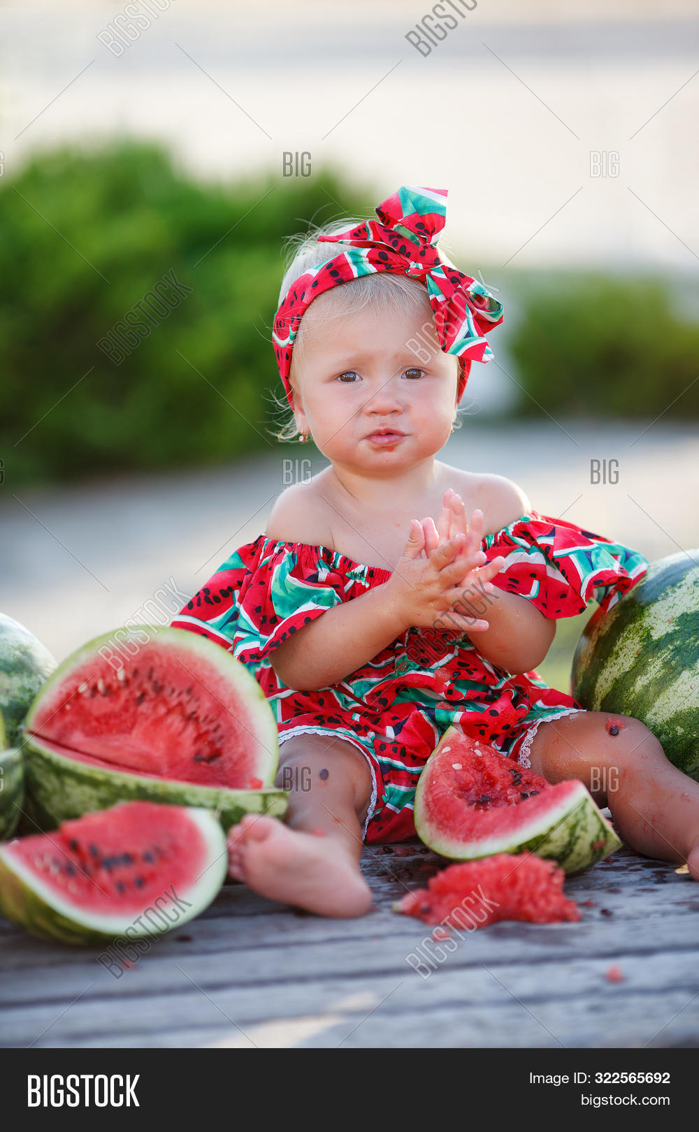 Cute Baby Eating Watermelon
