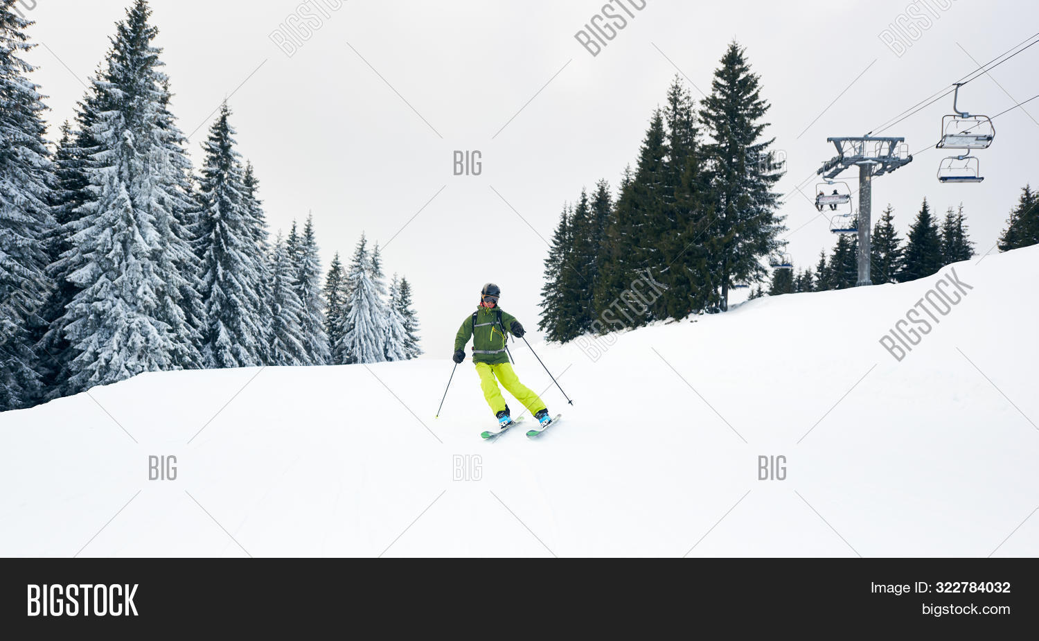 Male Skier Skiing On Image & Photo (Free Trial) | Bigstock