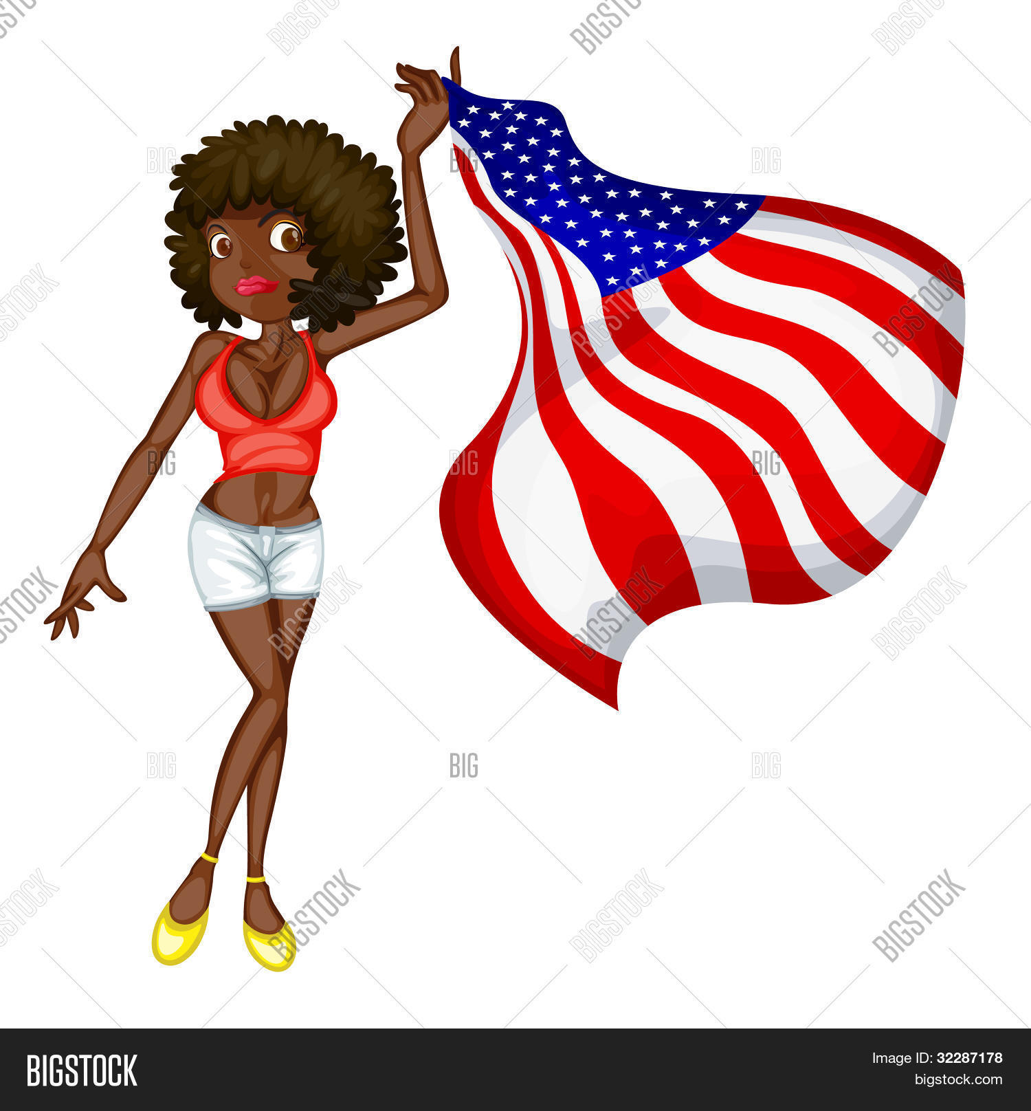 Illustration Girl Flag Image & Photo (Free Trial) | Bigstock