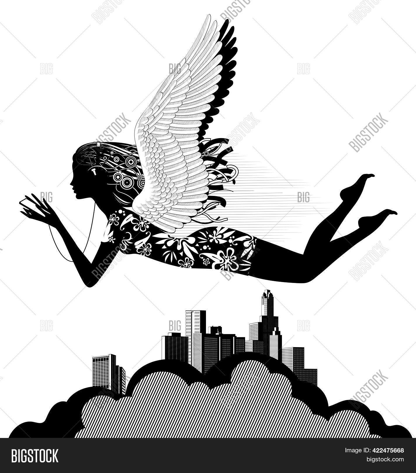 Flying Girl Wings Image & Photo (Free Trial) | Bigstock