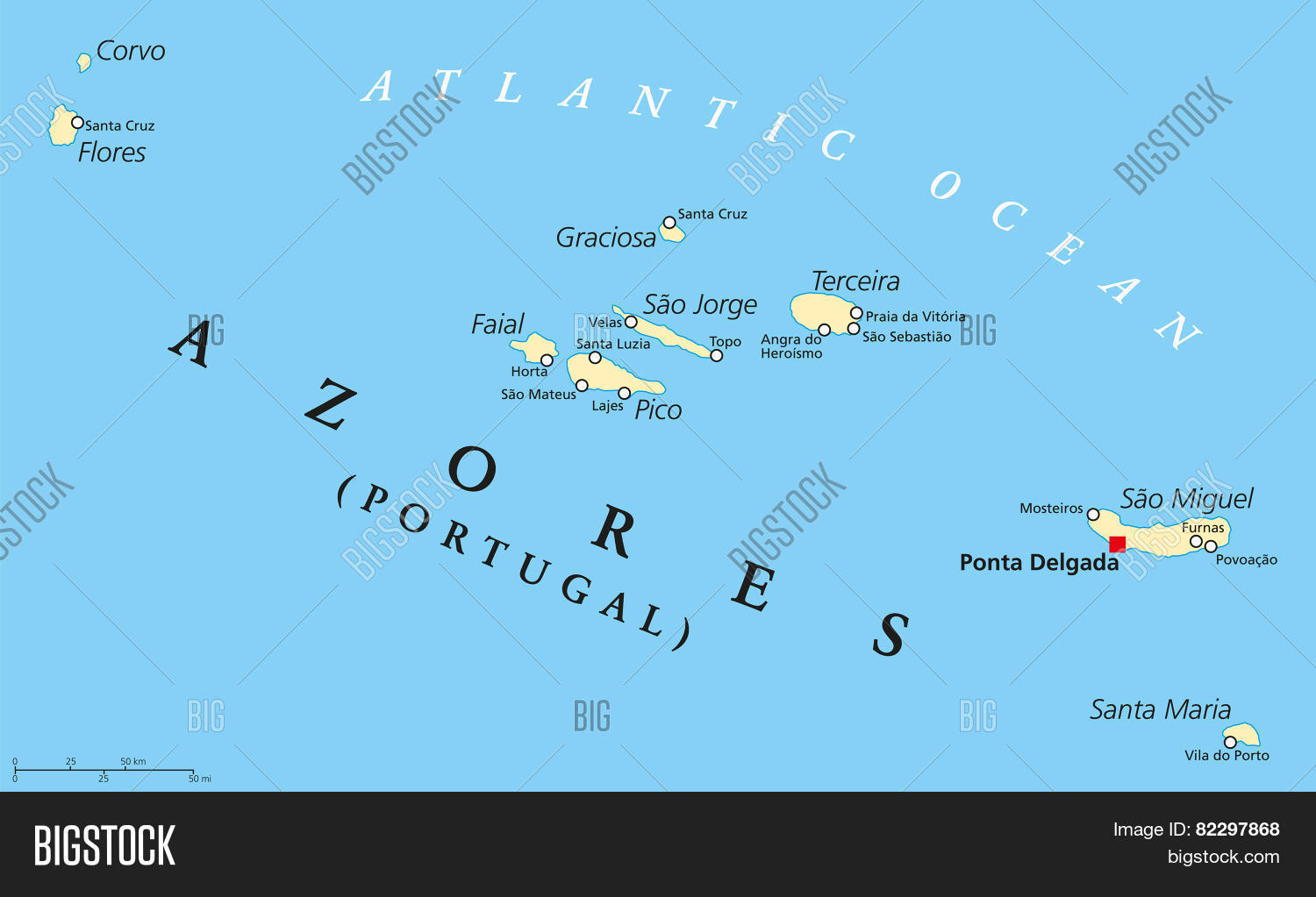 Azores Political Map Vector & Photo (Free Trial) | Bigstock