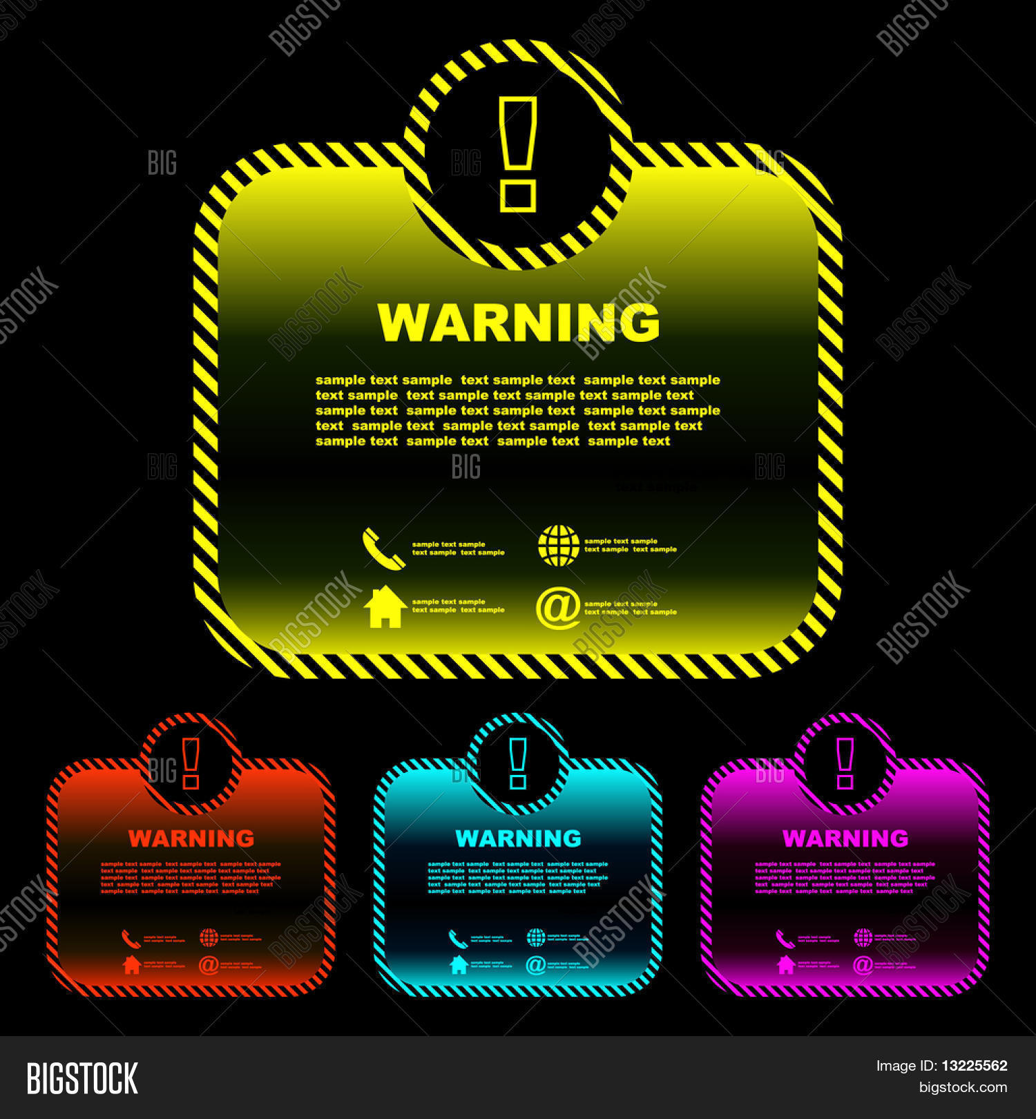 Warning Vector Label Vector & Photo (Free Trial) | Bigstock