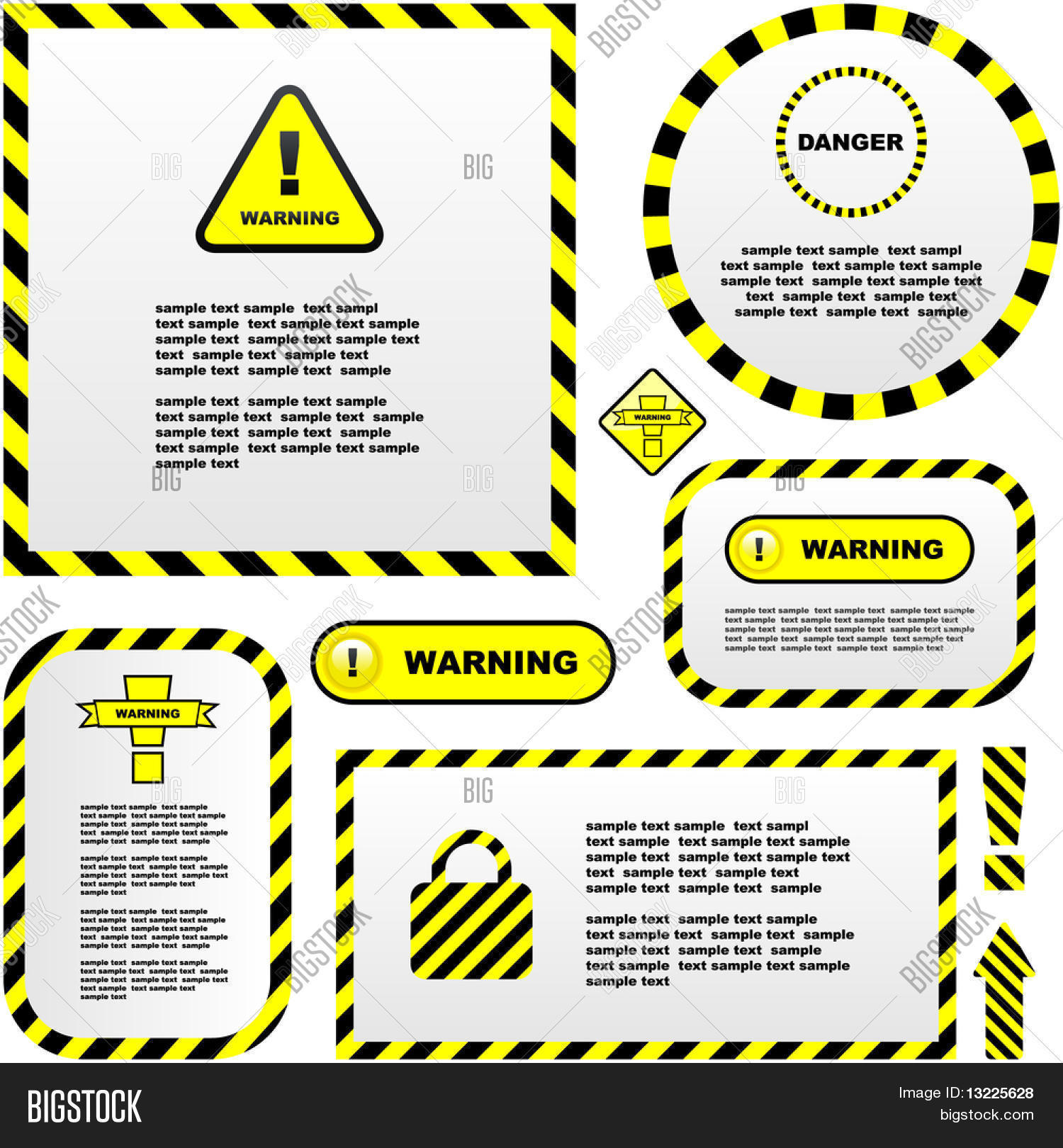 Warning Vector Labels Vector & Photo (Free Trial) | Bigstock