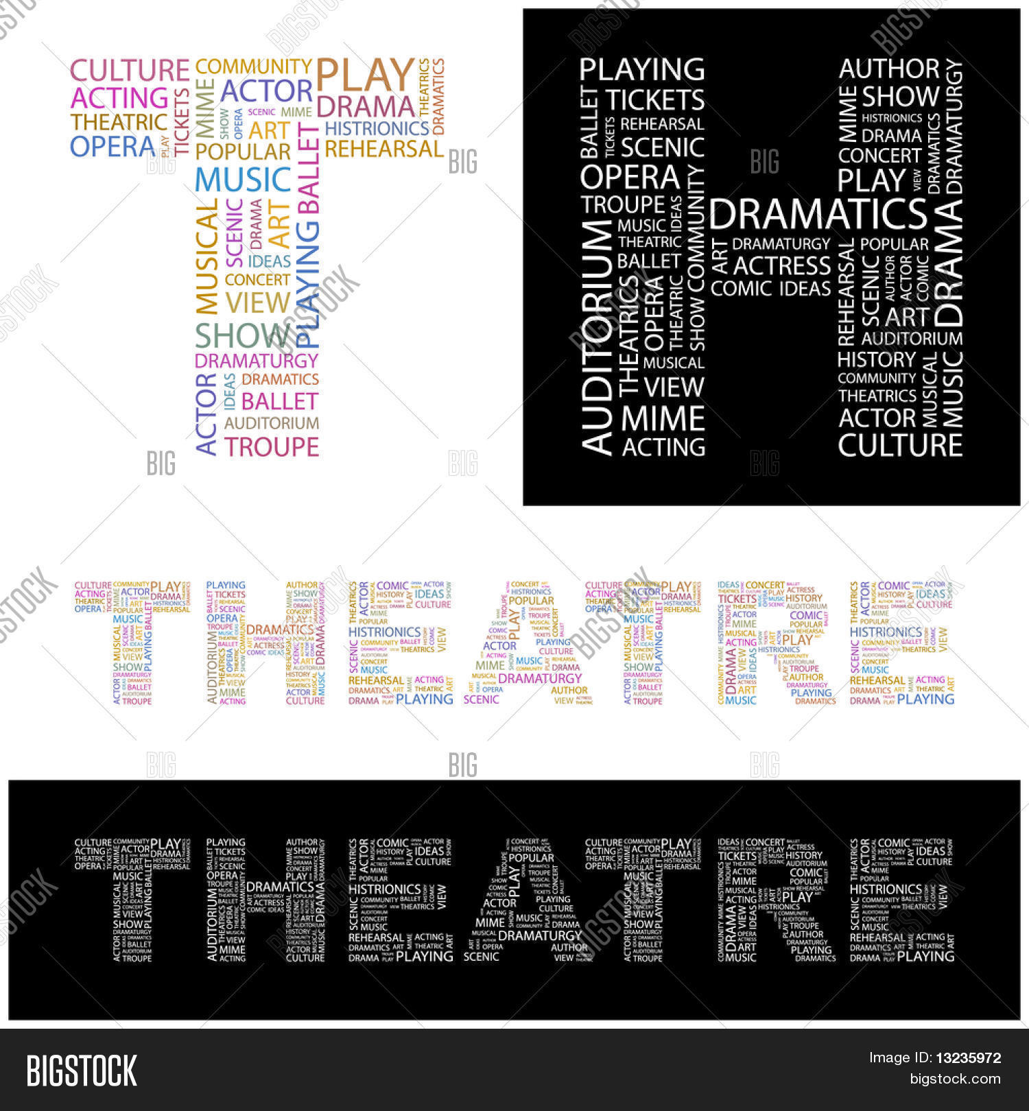 THEATRE. Word Collage Vector & Photo (Free Trial) | Bigstock