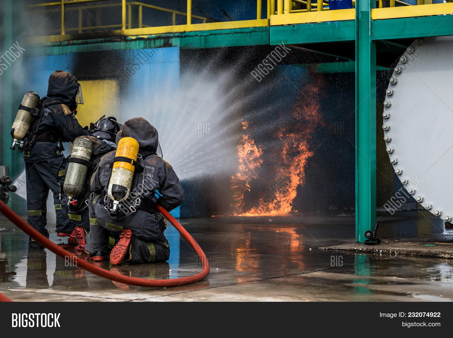 Firemen Using Water Image & Photo (Free Trial) | Bigstock