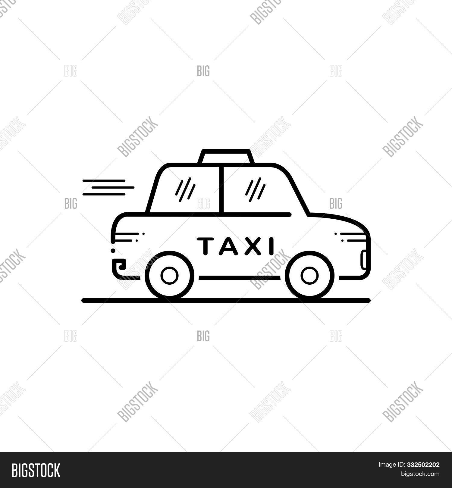 Black Line Icon Taxi Vector & Photo (Free Trial) | Bigstock