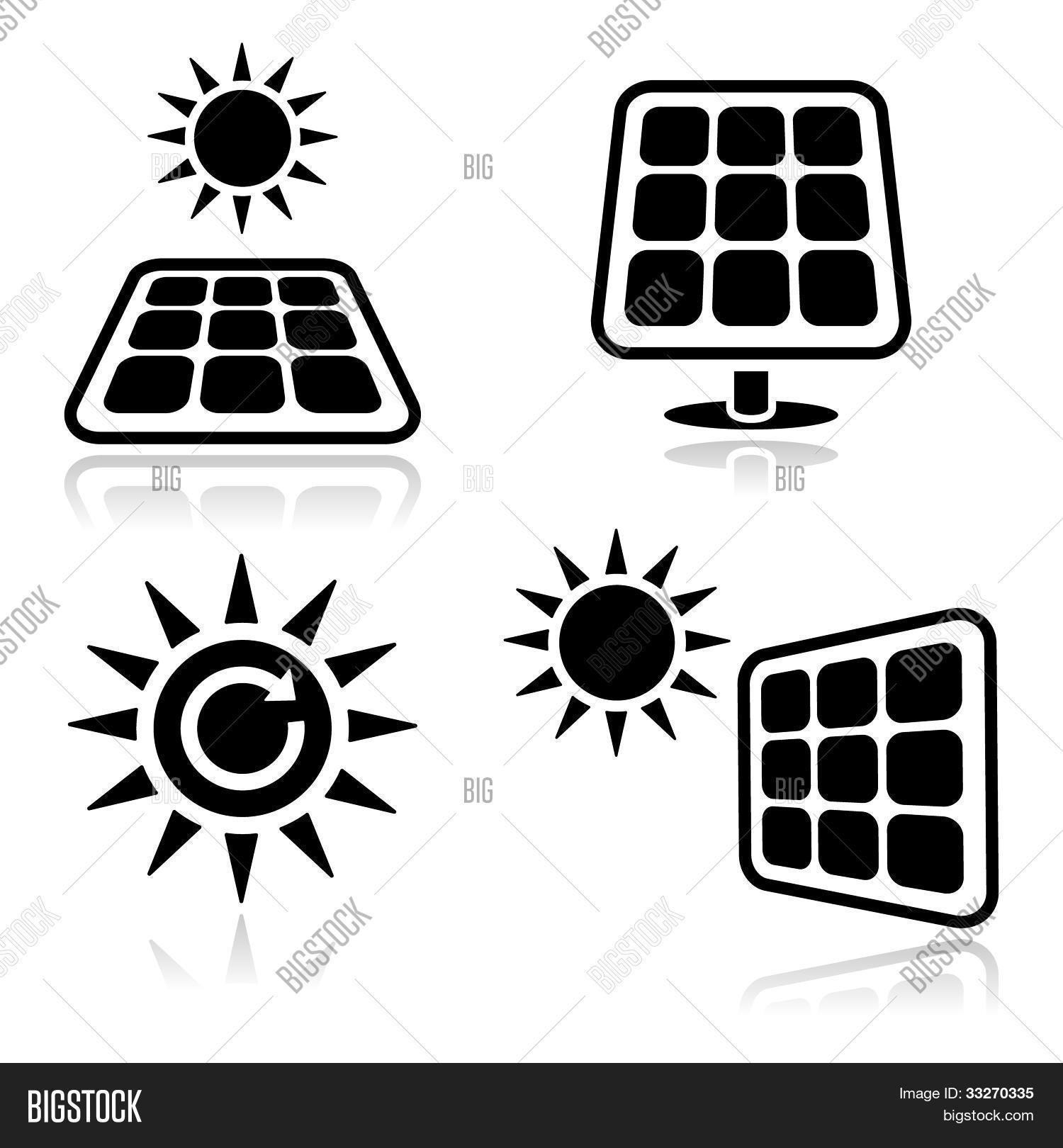 Solar Panels Icons Vector & Photo (Free Trial) | Bigstock